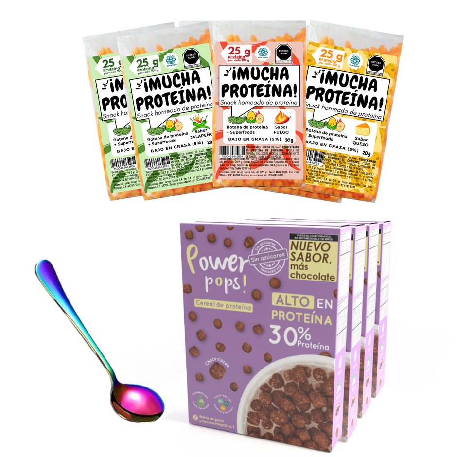 Cereal alto en proteína Power pops! sin azúcar o grasa sabor chocolate ...