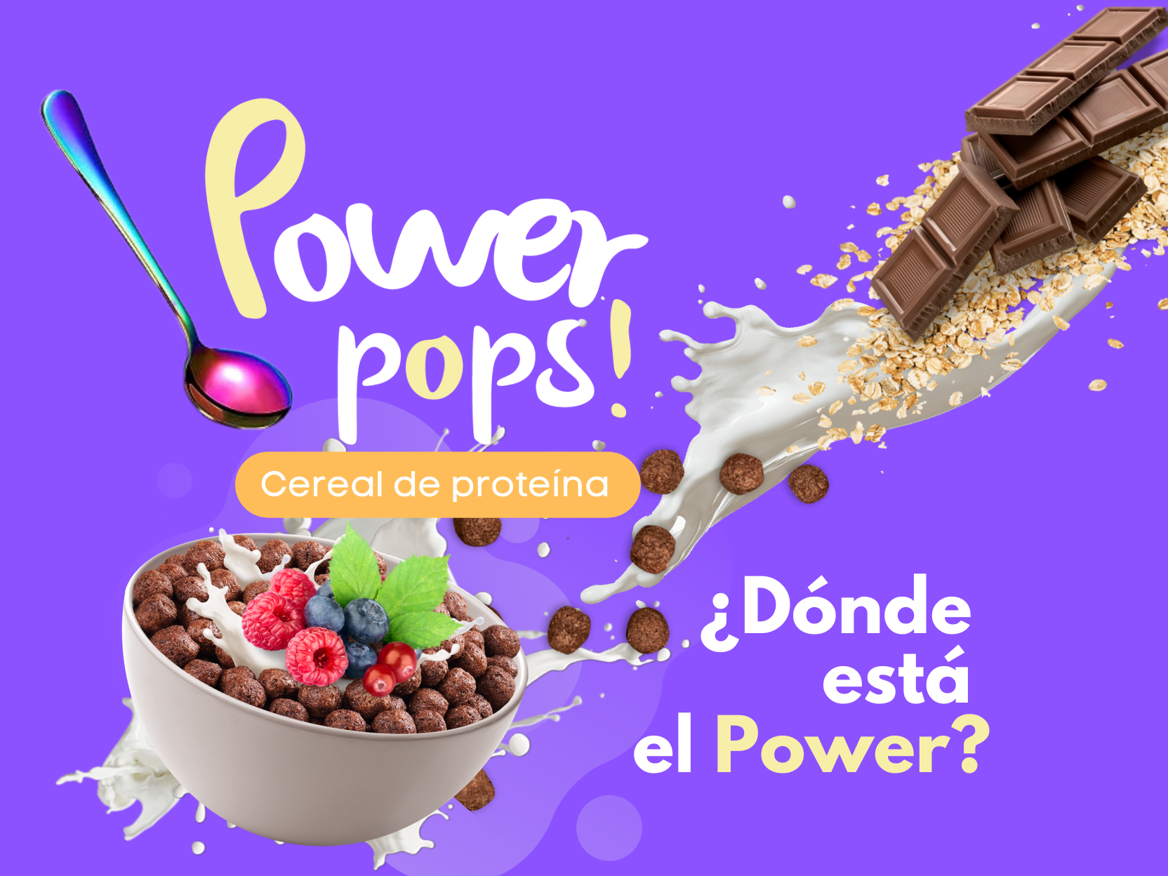 Cereal alto en proteína Power pops! sin azúcar o grasa sabor chocolate ...